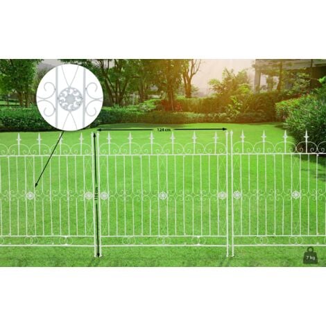 Clôture bordure de jardin 115x125 cm en métal blanc 100002951