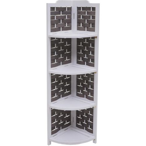 Étagère d'angle avec 4 niveaux en bois de paulownia 110 cm treillis ...