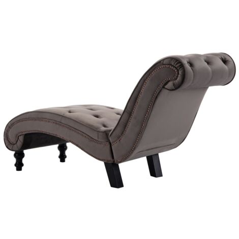 Méridienne chaise longue pour intérieur velours gris capitonné DEC026222