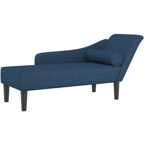 Méridienne chaise longue pour intérieur avec coussins en tissu bleu ...