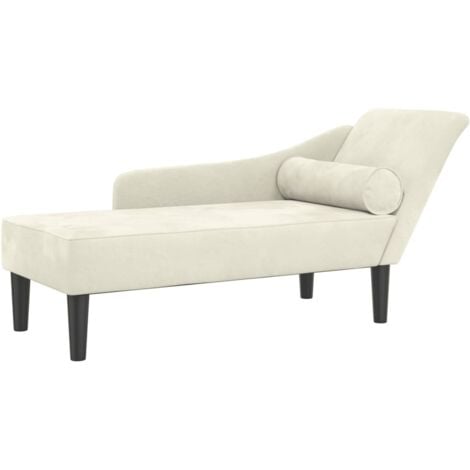 Méridienne chaise longue pour intérieur avec coussins crème velours ...