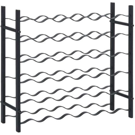 Casier range bouteilles étagère de rangement vin pour 36 bouteilles en fer noir DEC024320