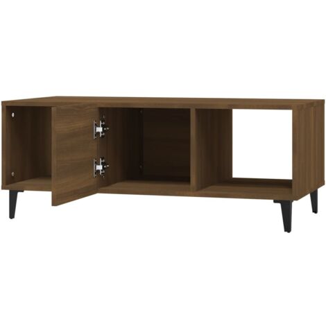 Table basse moderne en bois d'ingénierie marron à compartiment ...