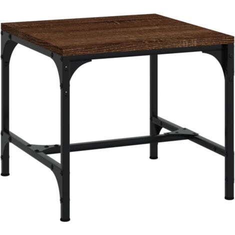 Table d'appoint 40 x 40 x 35 cm bois d'ingénierie marron et acier DEC040269