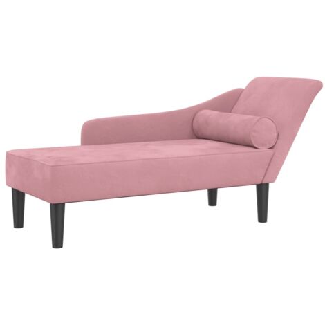 Méridienne chaise longue pour intérieur avec coussins en velours rose ...