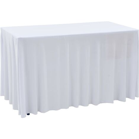 Nappes élastiques de table avec jupon 2 pièces 243x76x74cm Blanc DEC022465