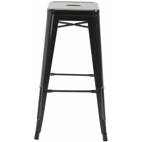 Tabouret de bar chaise haute de comptoir style industriel en métal noir ...
