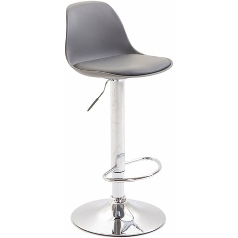 Tabouret de bar en synthétique et plastique rouge pied en gris réglable ...