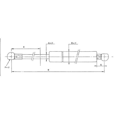 Vérin à gaz L600,5-160N STABILUS CA0511RV