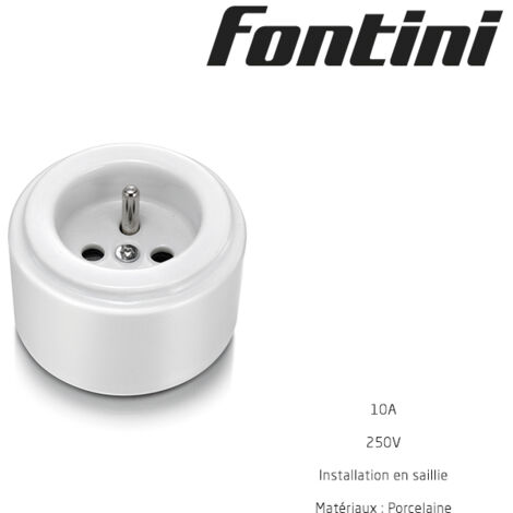 Prise 2P+T porcelaine blanche DO - FONTINI