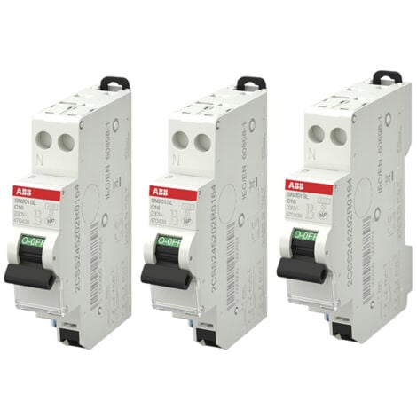 Lot de 3 disjoncteurs automatiques Ph+N raccordement Rapide 16A-4,5Ka - ABB