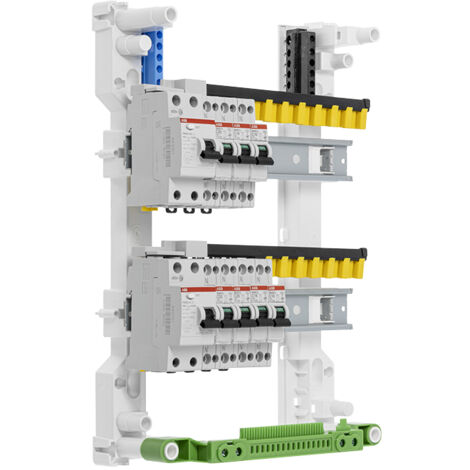 Tableau 2 rangées pré-équipé 2 inter. diff. 40A + 7 disjoncteurs - ABB