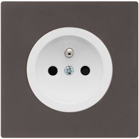 Prise 2P+T blanc glossy DOM + plaque simple taupe - FONTINI
