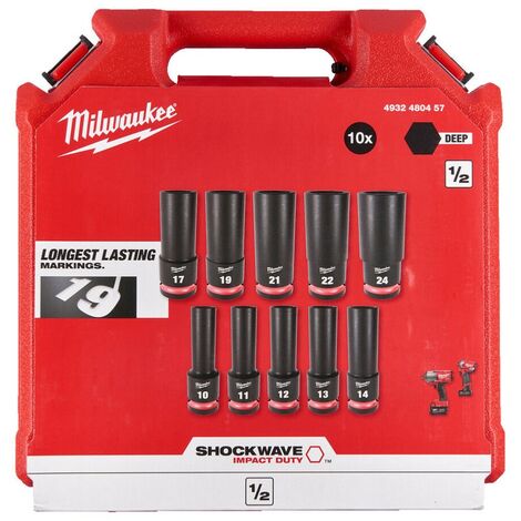 Jeu de douilles longues 1/2 SHOCKWAVE IMPACT DUTY 10pcs Milwaukee ...