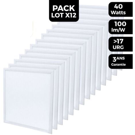 Dalle LED 600x600 40W lot de 12 pcs Blanc froid 6000k Haute
