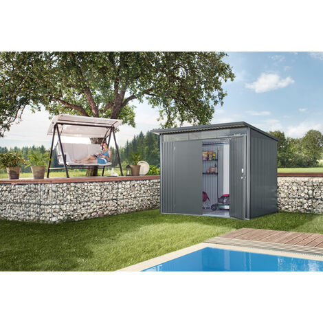 CASETA METALICA BIOHORT JARDIN AVANTGARDE ECO A1 COLOR GRIS CUARZO