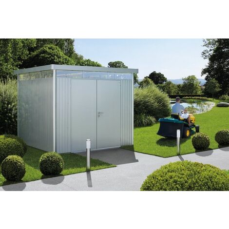 CASETA METALICA BIOHORT JARDIN HIGHLINE H6 COLOR PLATA DOBLE PUERTA