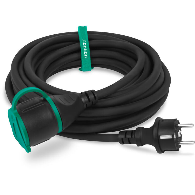 VONROC PRO Rallonge 10 m – IP44 – Câble en néoprène H07RN-F 3x1,5 mm² ...