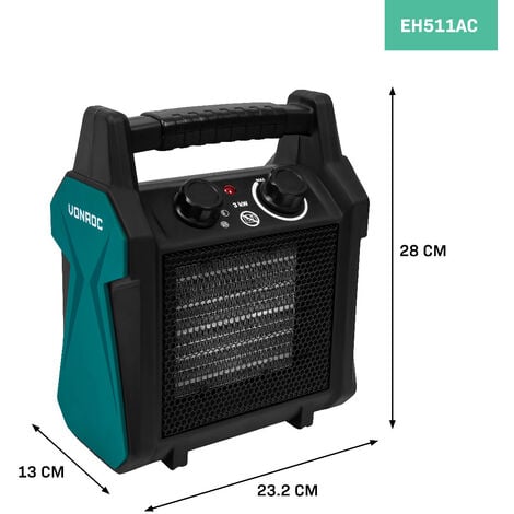 VONROC Radiateur électrique soufflant - 2000W /3000W– céramique