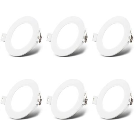 B.K.Licht Lot de 6 spots LED encastrables 230V, plats, lumière blanc neutre, blanc, Ø9 x 2,8 cm