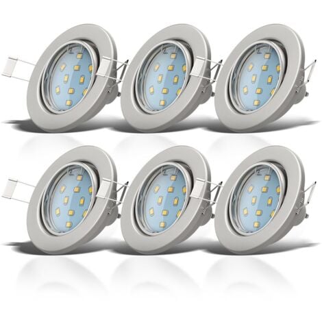 B.K.Licht lot de 6 spots LED, 6 ampoules LED GU10 3W incluses, spots encastrables orientables ...