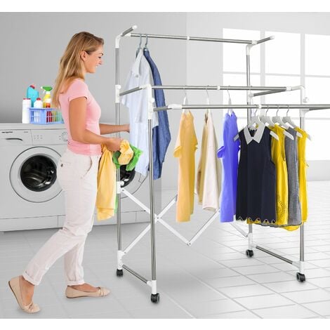 Extendable Garment Clothes Rail - Triple Rail Storage