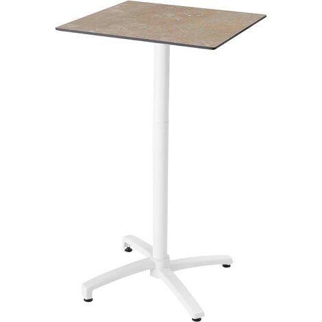 Table haute de terrasse 60 x 60 cm inclinable stratifié marbre beige