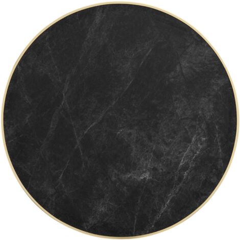 Table haute ronde 60 cm inclinable plateau marbre noir/doré et noir