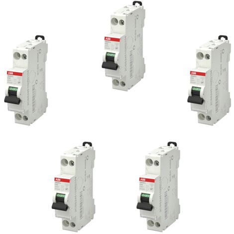 Lot de 5 disjoncteurs Ph+N raccordement Vis 10A-4,5Ka - Courbe C - ABB