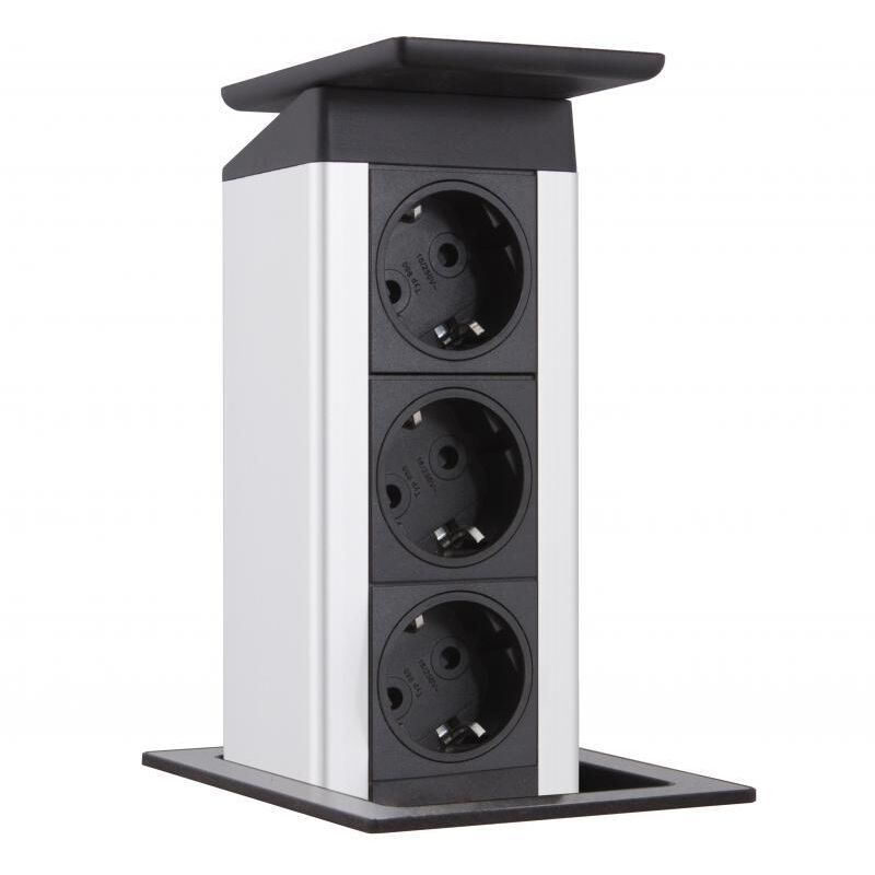 EVOline 3-Fach Steckdose Port Push Edelstahloptik mit Push-Funktion