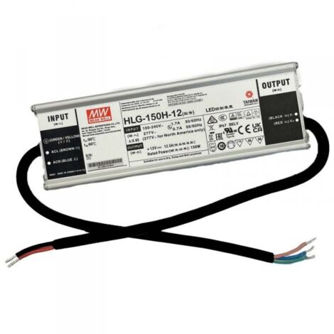 MW MEAN WELL HLG-150H-12 Alimentatore Led Driver CC CV 150W 12V 12,5A ...