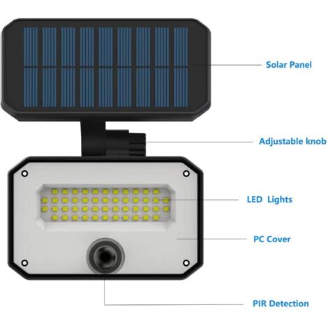 Faro Led Solare 10W 935LM IP65 4000K Montaggio Da Parete O A Terra Con ...