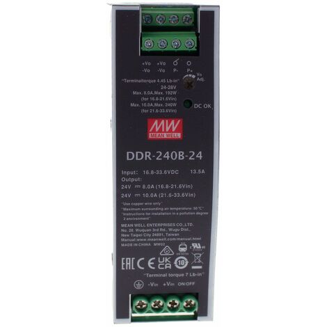 MeanWell DDR-240B-24 Convertitore tipo DC-DC per Guida DIN Input 16,8 ...