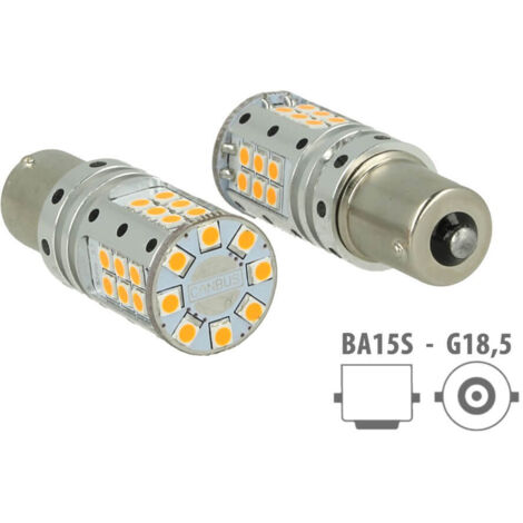 Lampada Led 1156 BA15S P21W Canbus 12V 25W Reale Arancione Per Frecce No Errore 32 Smd 3030
