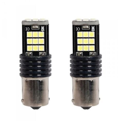 2x Lampada LED BA15s S25 P21W 24 SMD 3030 12V 24V 3.5W Bianco Freddo H50mm