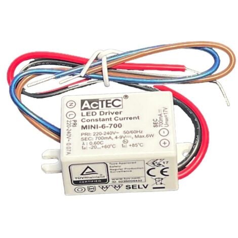 Mini Led Driver IP65 Corrente Costante 700mA 4V-9VDC 6W 48X38X21mm