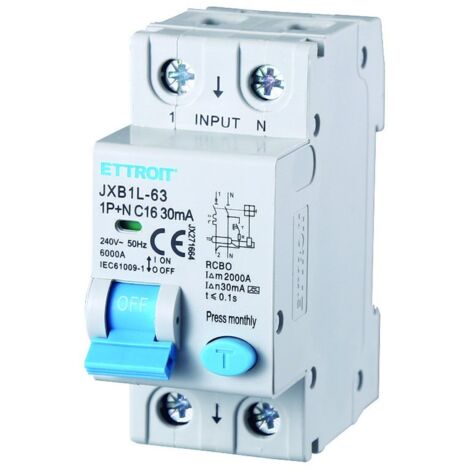 Interruttore Magnetotermico Differenziale Tipo A 1P+N 16A 6KA 30mA 220V Occupa 2 Moduli DIN