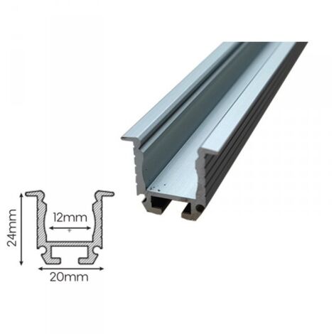 3 Metri Profilo Barra Alluminio Incasso con Molla Alto Profondo 24x20mm ...