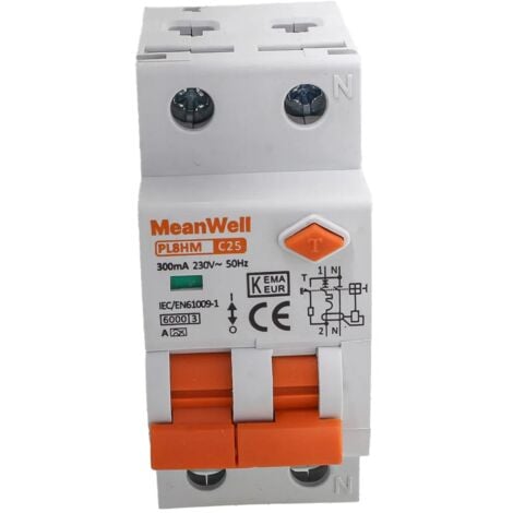 RCBO Doppia Leva, Interruttore Magnetotermico Differenziale Tipo A Curva C 1P+N 2M 6000A 300mA ...