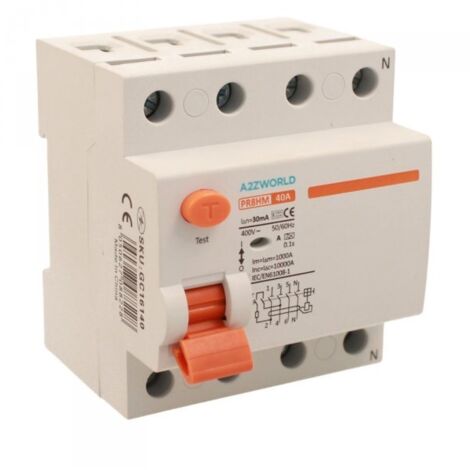 RCCB Interruttore Differenziale Puro Tipo A 3P+N 4M 10000A 30mA 40A AC 400V IP20 IEC61008-1 PR8HM