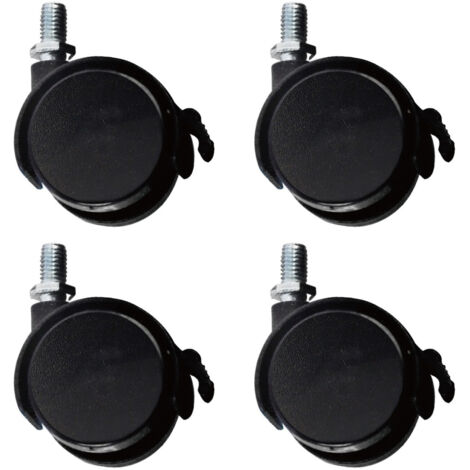 Kit di 4 Rotelle Per Mobili Con Freno Diametro 40mm Con Perno Filettato M8