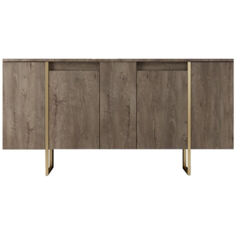 Buffet design bois et or 160 cm - 4 portes LUXOR