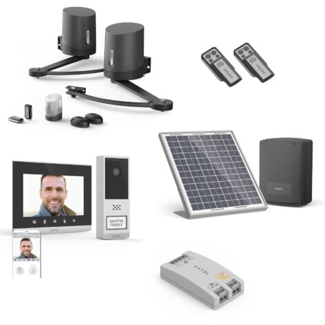 Kit 100% solaire : Motorisation pour portail à battants Avidsen ...