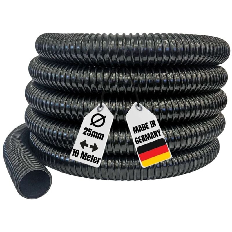 Teichschlauch 10 Meter Länge 25 mm 1" schwarz Top Qualität Spiralschlauch