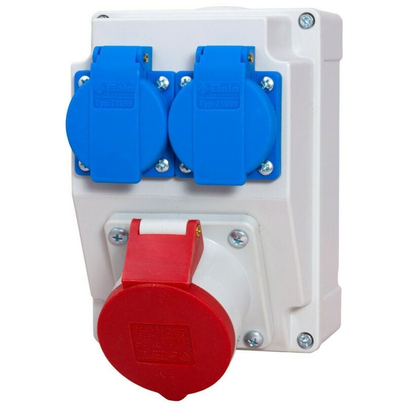 Baustromverteiler Wandverteiler 1x 16A 5-polig 400V CEE 2x 230V Bals Schuko Steckdosen IP65