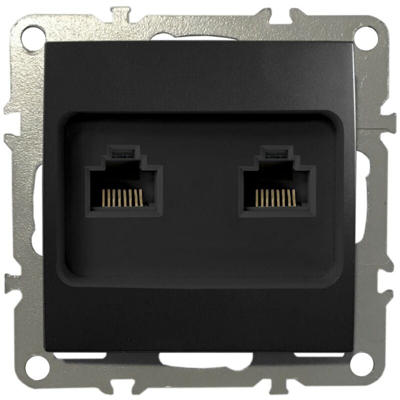 Netzwerkdose CAT 5 LAN RJ45 2x Port Anschlussdose Unterputz Schwarz Matt