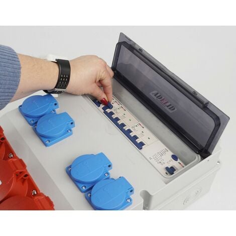 Baustromverteiler Wandverteiler 1x 32A 2x 16A 5-polig CEE 4x 230V Schuko FI-Schalter IP65