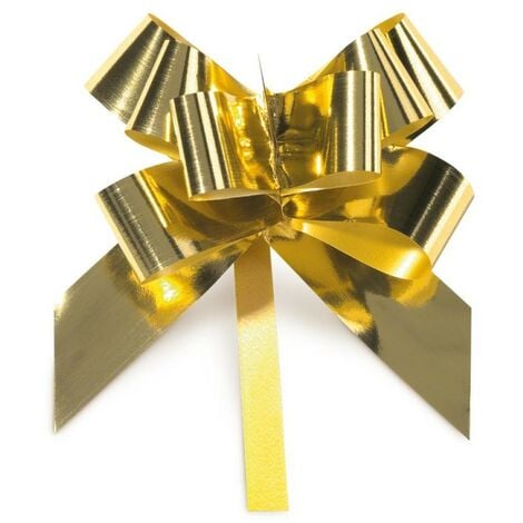 100 x Ziehschleife Geschenkschleife 19 mm Gold