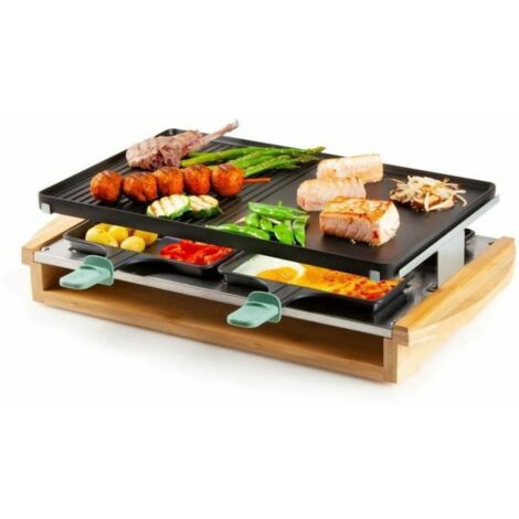 DOMO DO9246G - Appareil a raclette-grill Bamboo - 1200W - 3 niveaux - 8 ...