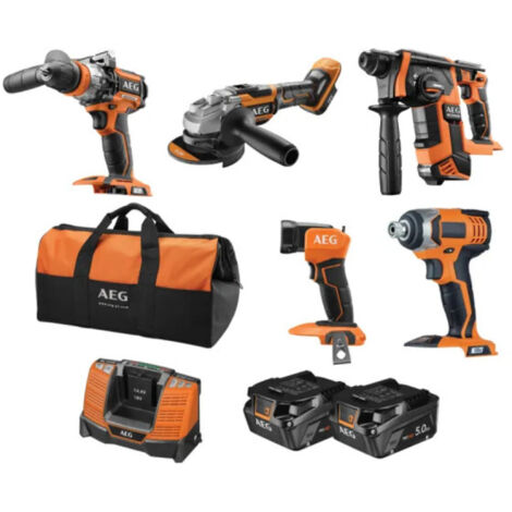 Pack perceuse a percussion + perforateur + visseuse a chocs + meuleuse 125 mm - AEG POWERTOOLS ...